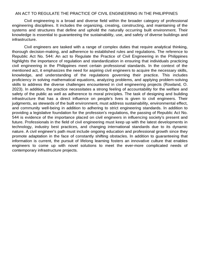An Act To Regulate The Practice of Civil Engineering in The Philippines ...