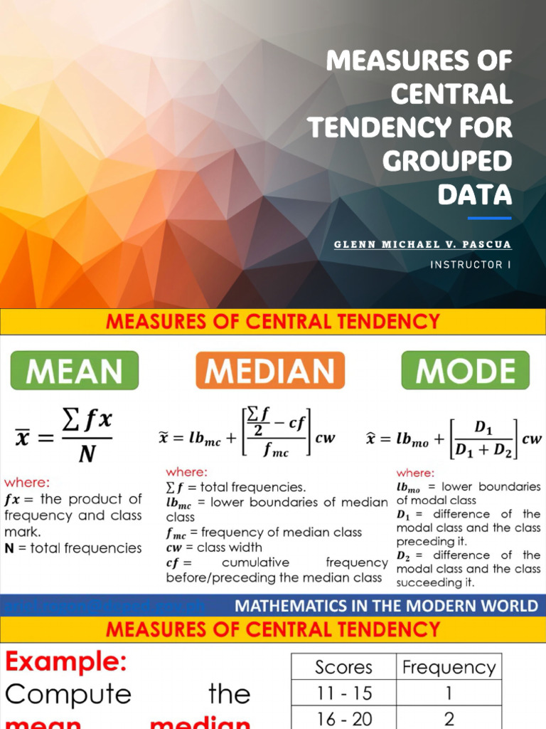 Measure of Central Tendency For Grouped Data | PDF