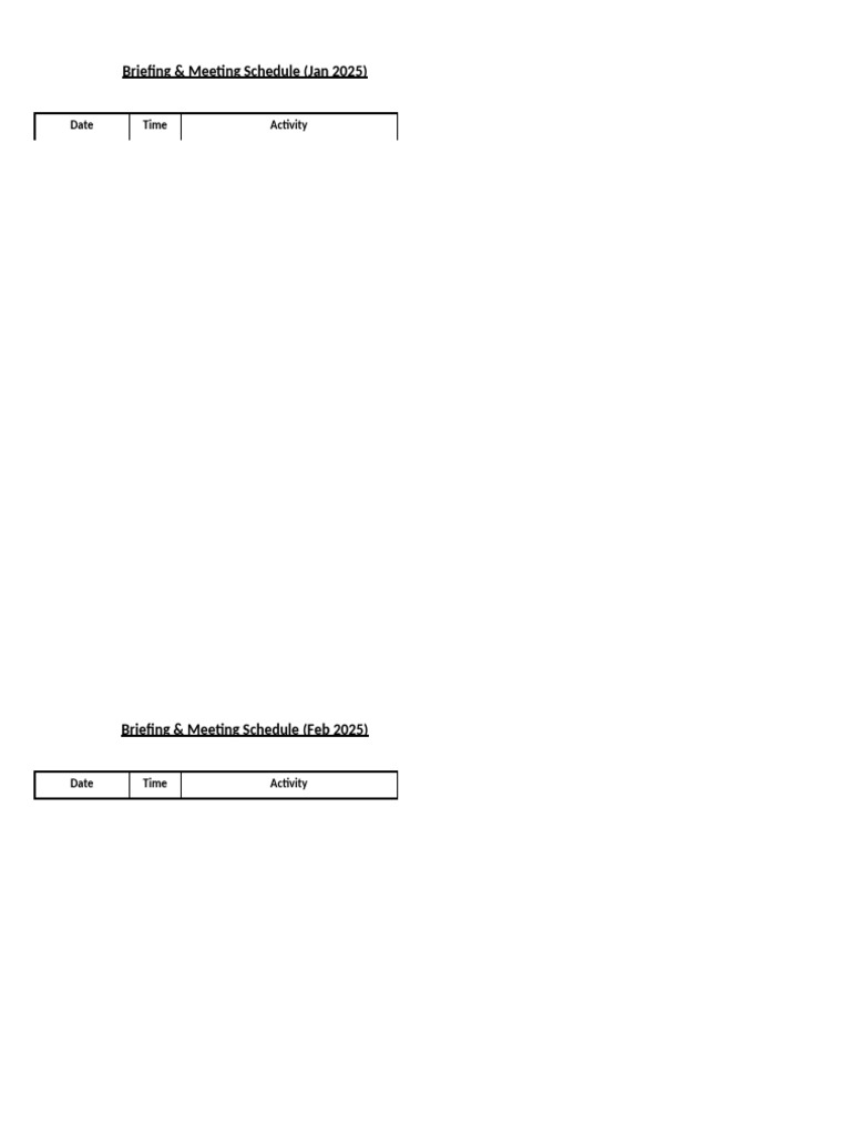 Briefing & Meeting Schedule Nov 2025 | PDF