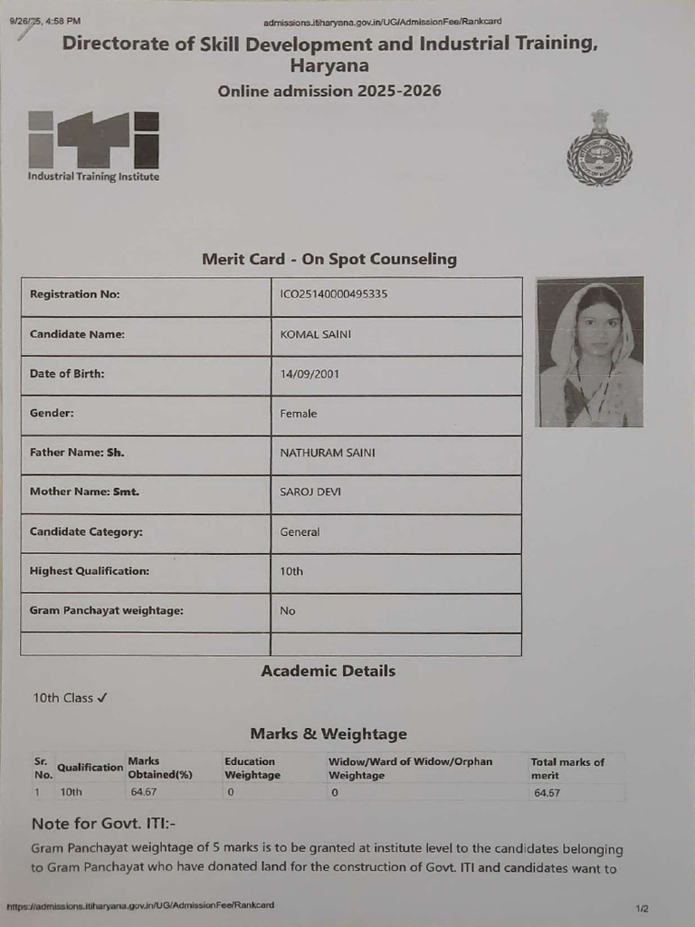 Komal Saini ITI | PDF