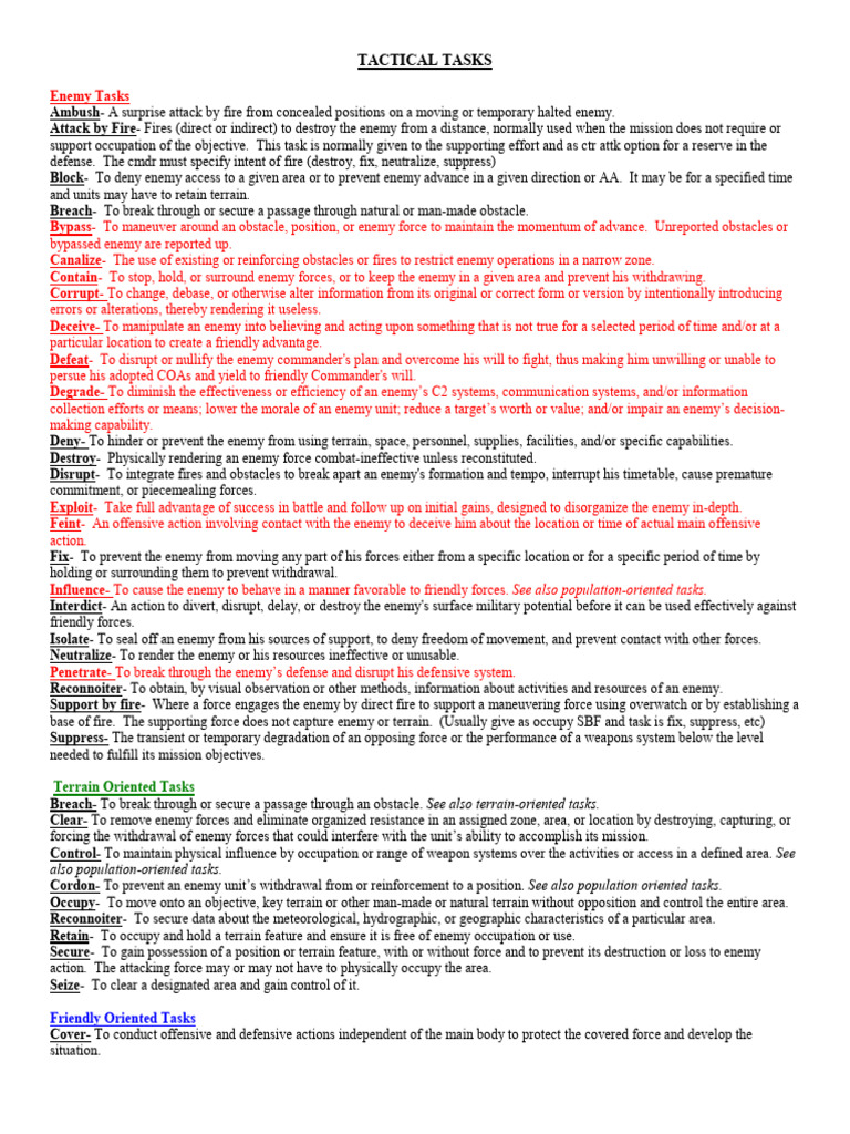 Tactical Military Operations Overview | PDF | Reconnaissance | Maneuver ...