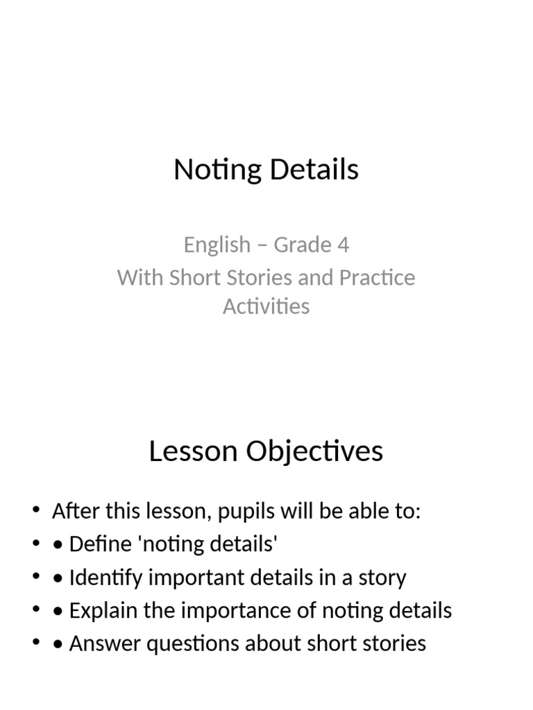 Noting Details Grade4 WithStories | PDF