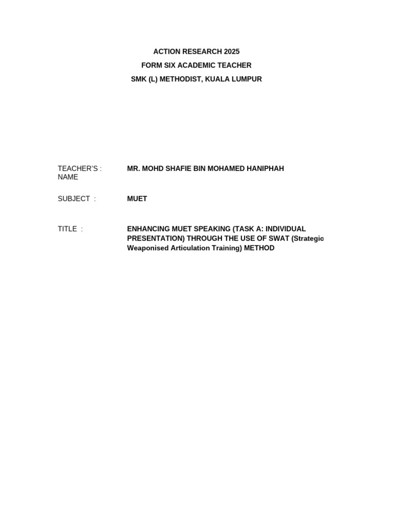 SWAT_Action_Research | PDF | Nonverbal Communication | Communication