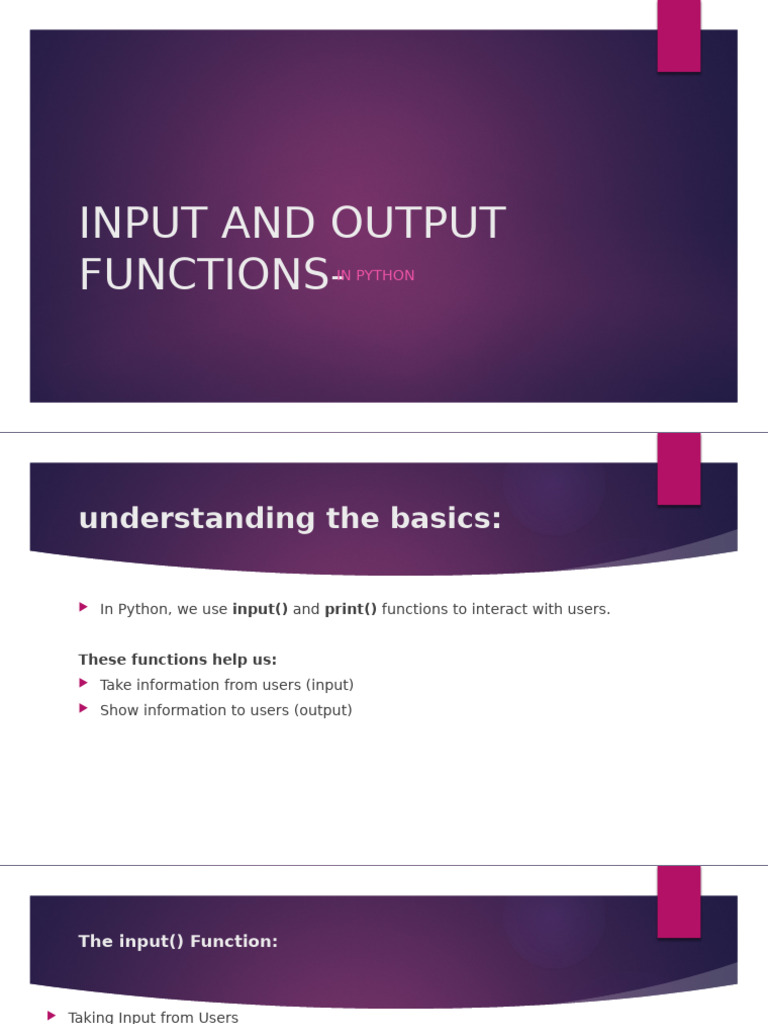 Input and Output Functions in Python | PDF