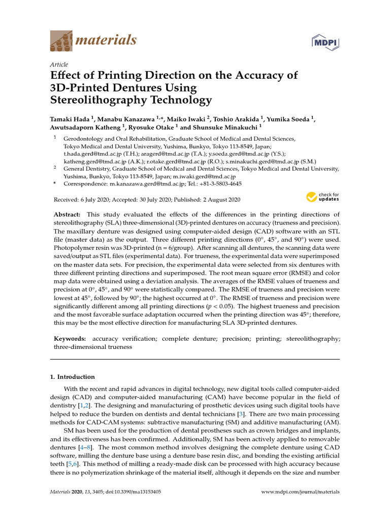 Effect of Printing Direction On The Accuracy of 3D | PDF | Accuracy And ...