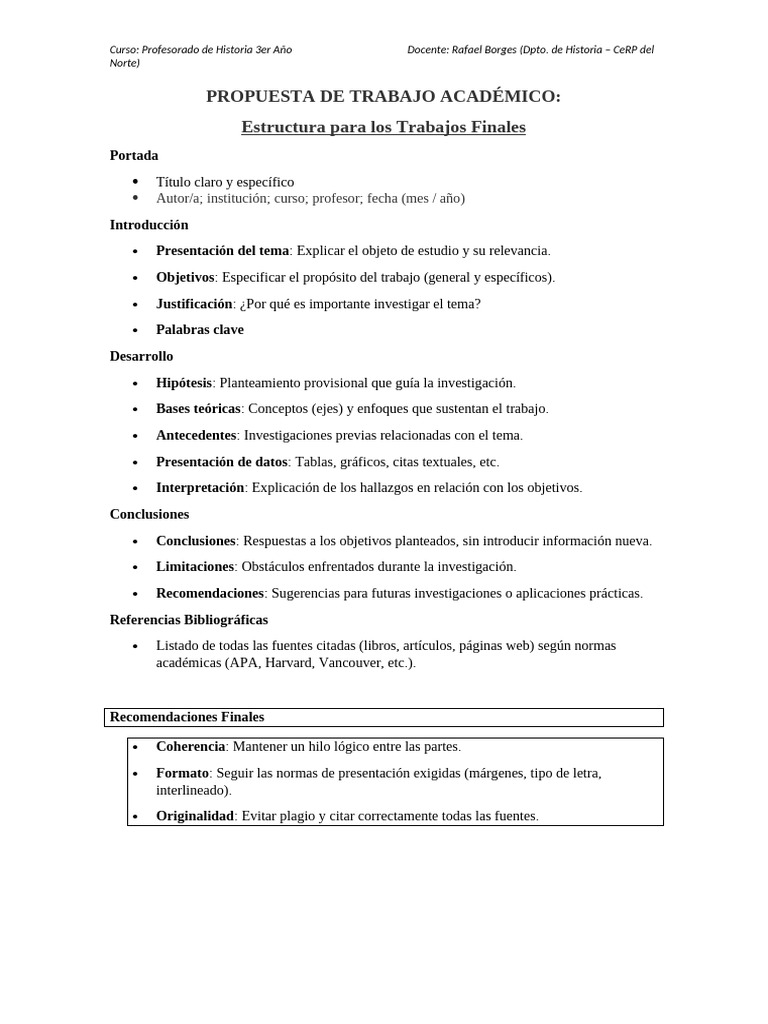 Estructura Trabajo Entrega Final | PDF