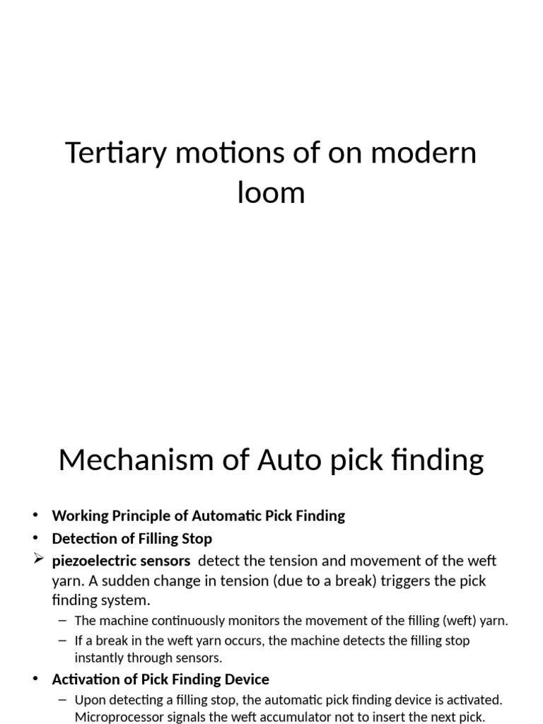 Tertiary Motions of On Modern Loom | PDF | Loom | Weaving