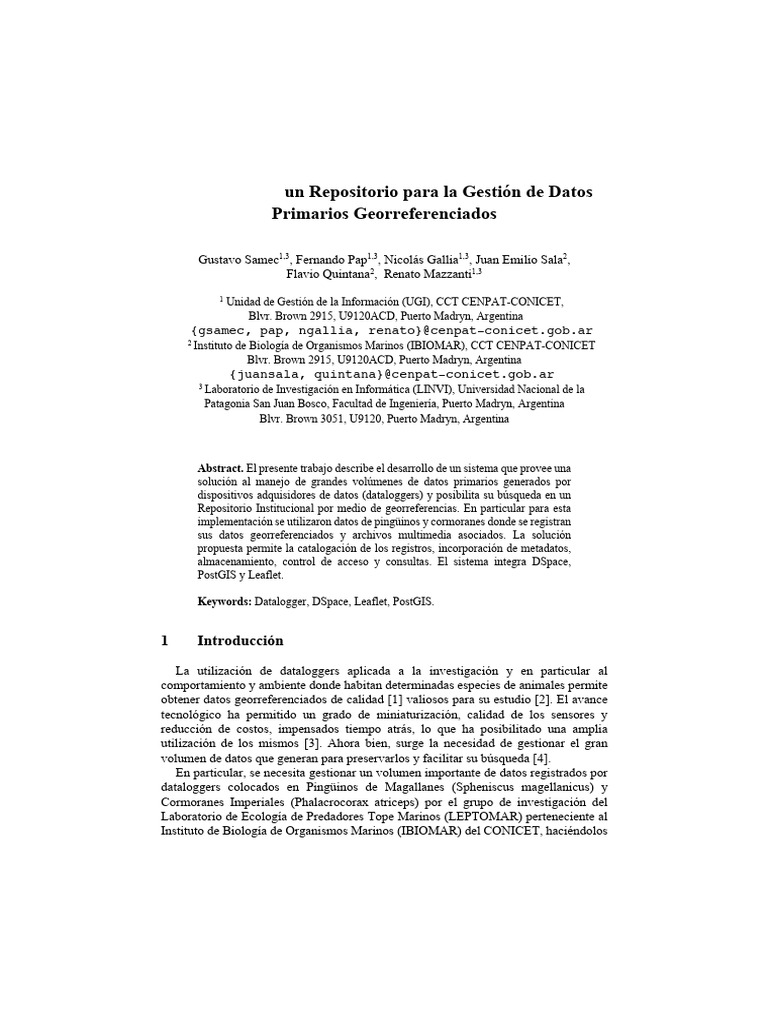 Repositorio para Datos Georreferenciados | PDF | Metadatos | SQL