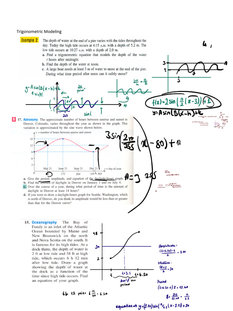 Trigonometric Modeling - Word Problems Advanced Math Book | PDF