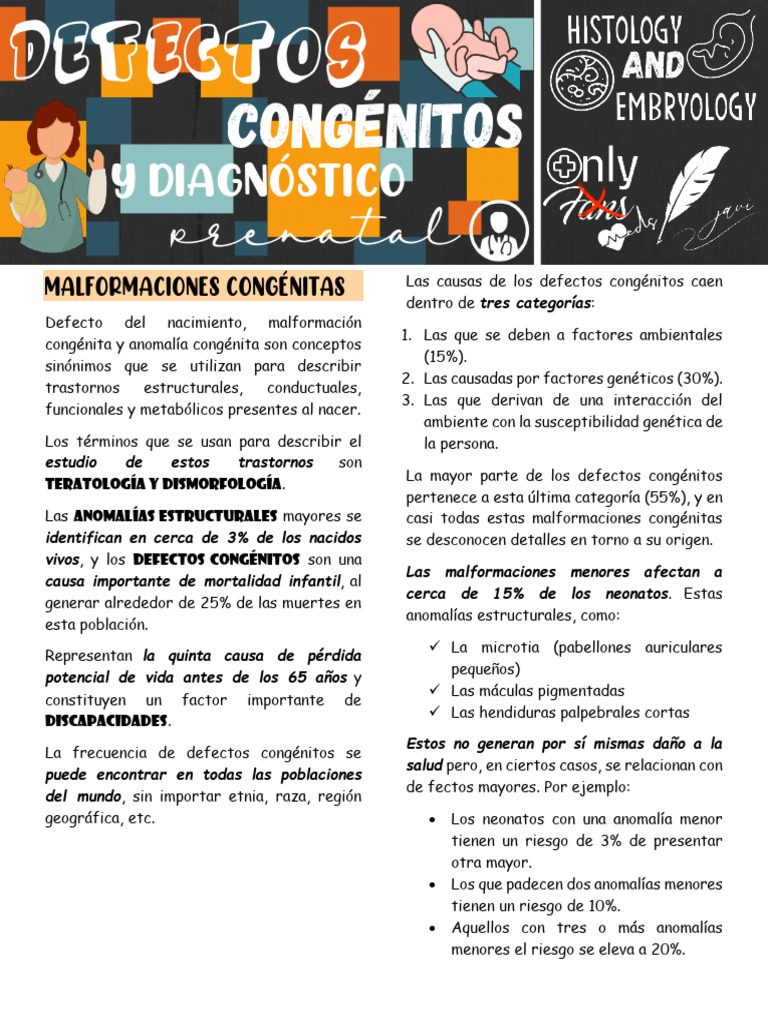 Defectos Congénitos y Diagnóstico Prenatal | PDF | El embarazo ...