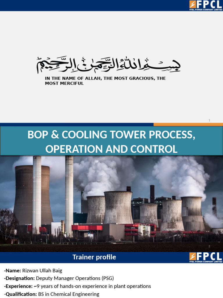 BOP & Cooling Tower Area Process, Operation and Control Final | PDF ...