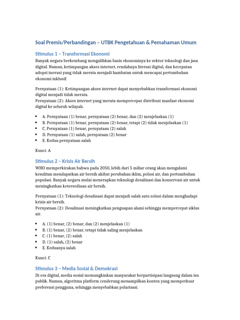 Soal UTBK: Analisis Isu Global | PDF