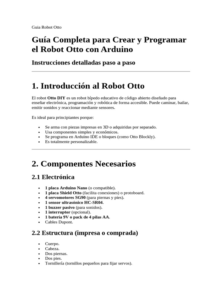 Crea y Programa tu Robot Otto con Arduino | PDF | Arduino