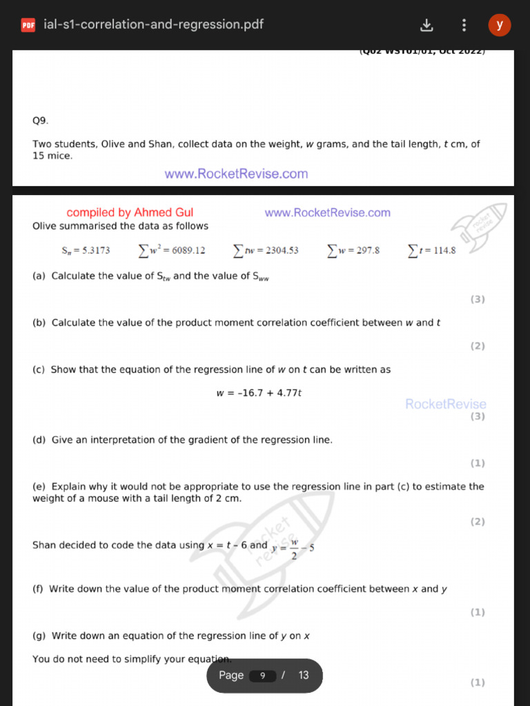 Ial s1 Correlation and Regression - PDF Google Drive | PDF
