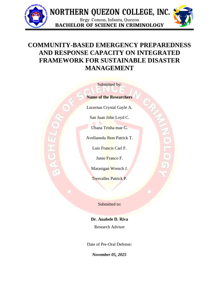 4a-Community-Based Emergency Preparedness and Response Capacity On Integrated Framework For ...