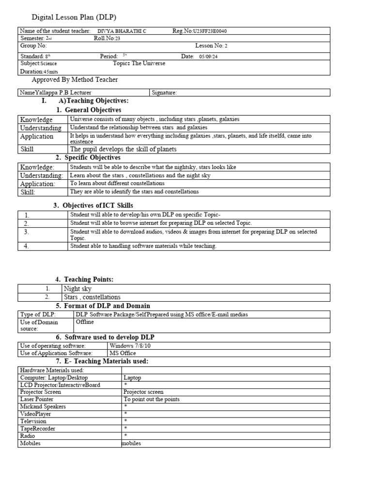 8th Grade Science Lesson Plan: The Universe | PDF | Stars | Earth