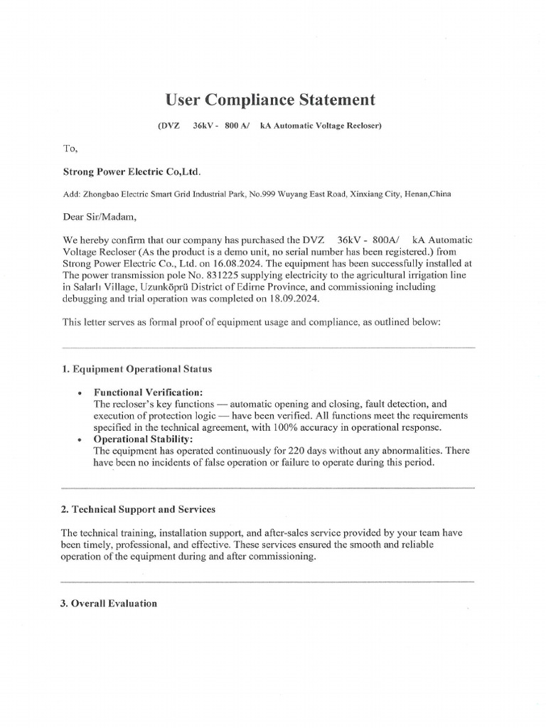 User Compliance Statement | PDF