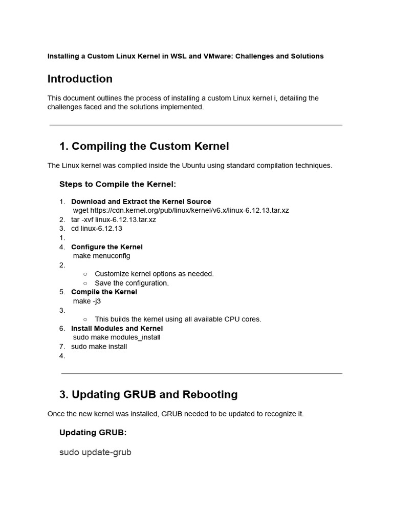 Custom Linux Kernel Installation Guide | PDF