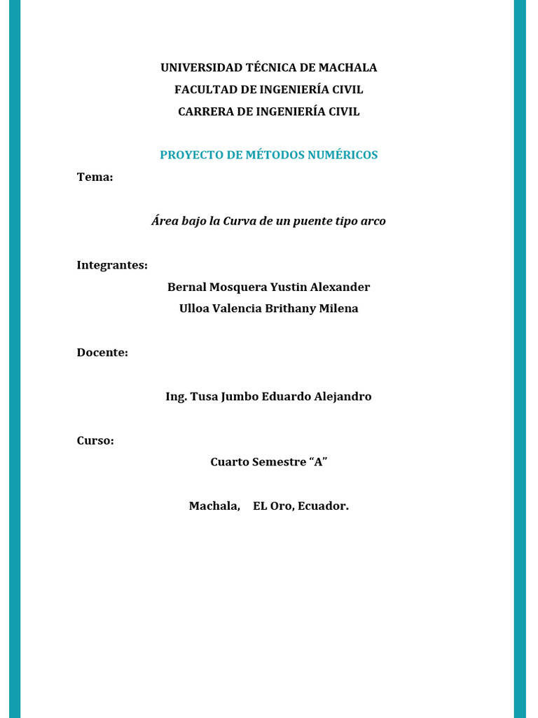 Proyecto de Métodos Numéricos - Bernal - Ulloa | PDF | Análisis ...