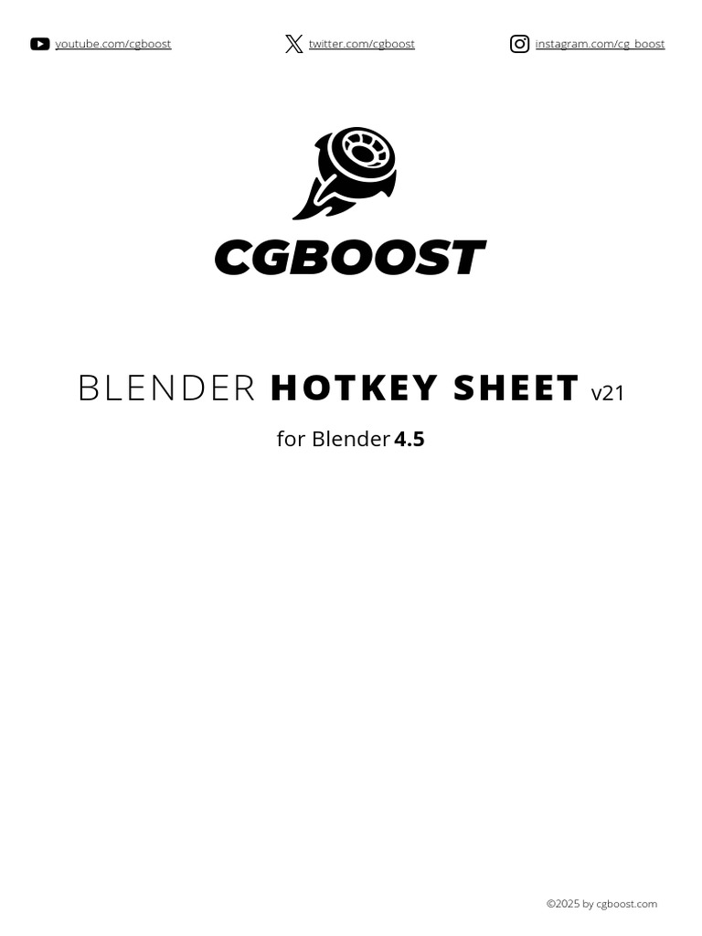 Blender 4.5 Hotkey Sheet Print | PDF | Blender (Software)