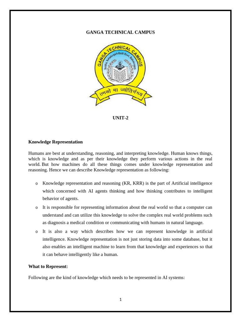 UNIT-2 AI | PDF | Knowledge Representation And Reasoning | Logic