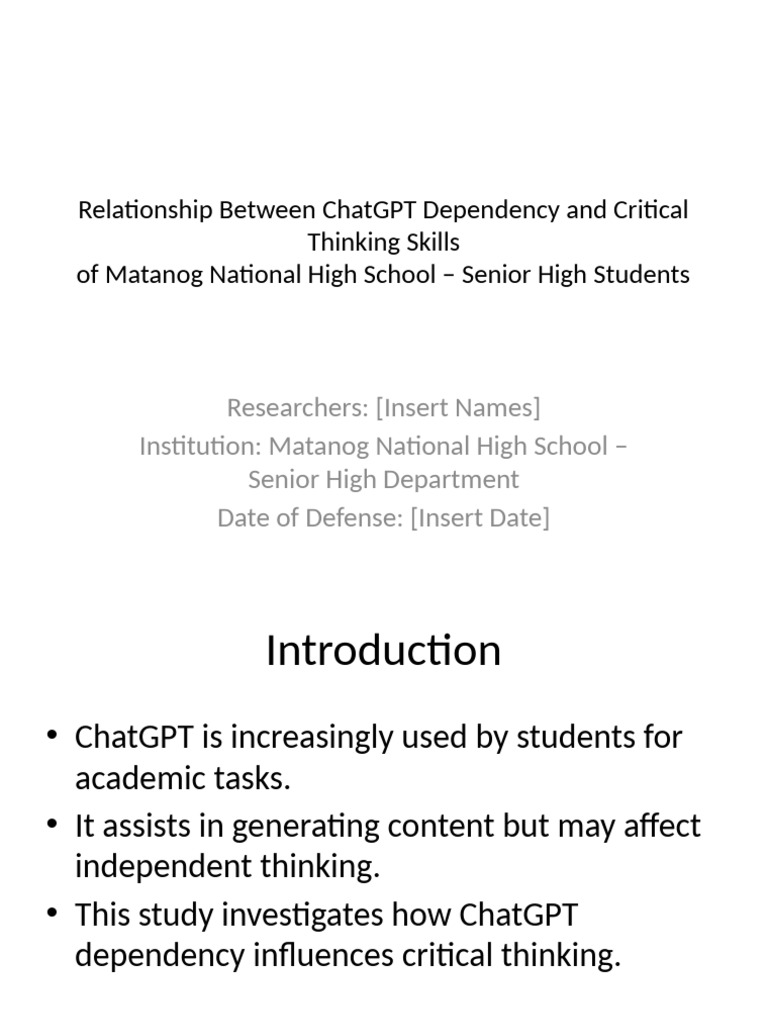 ChatGPT Dependency and Critical Thinking | PDF | Critical Thinking ...