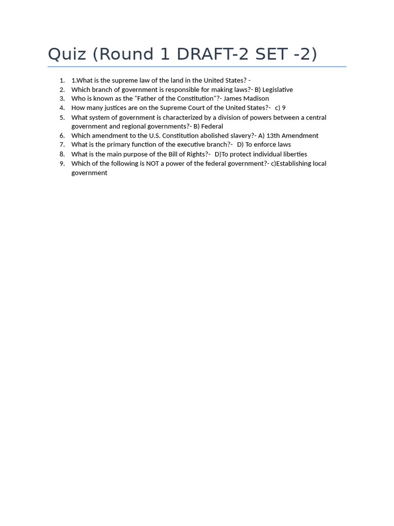 Round 1 Quiz Set-2 Draft 2 | PDF