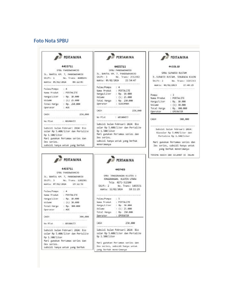 Nota Spbu Foto | PDF