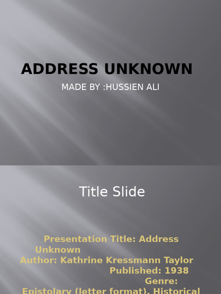 Address Unknown | PDF