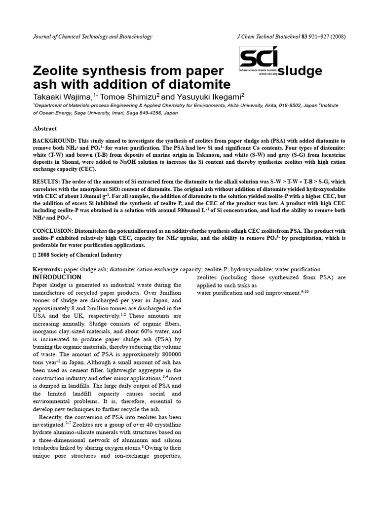 05.zeolite Synthesis From Paper | PDF | Silicon Dioxide | Zeolite