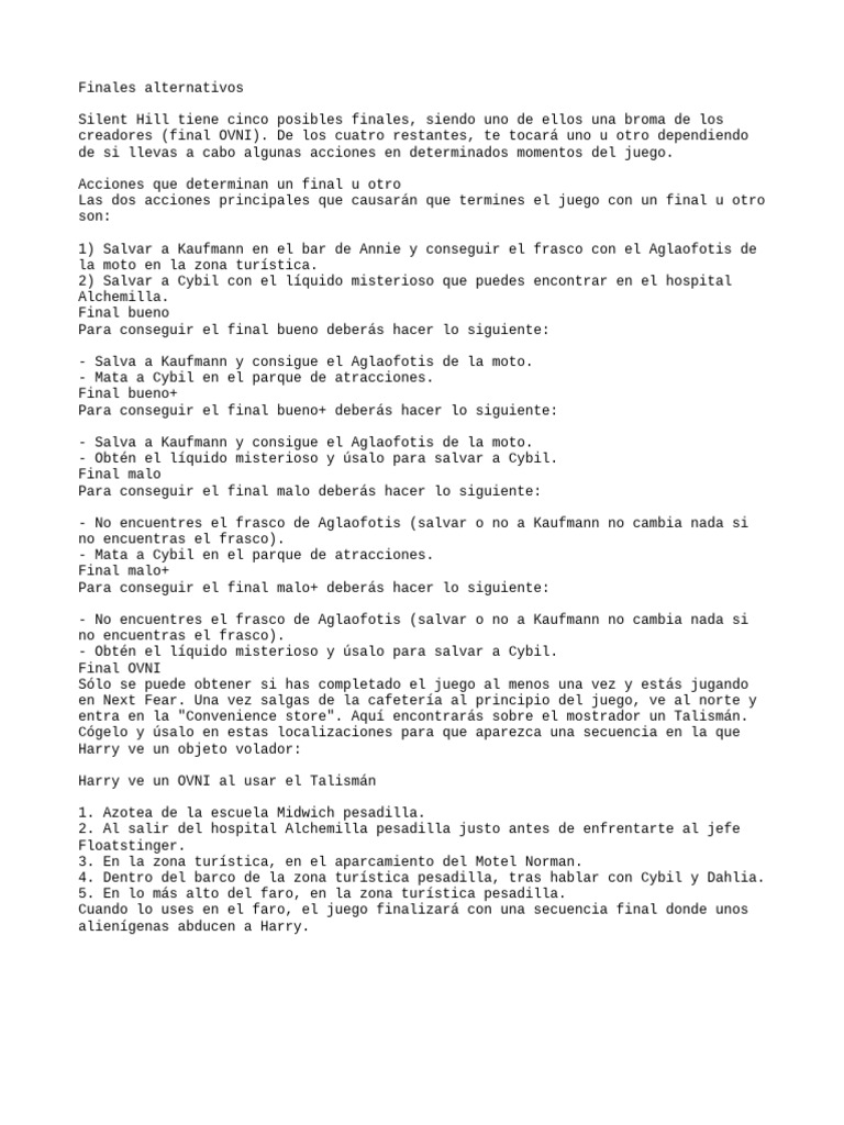 Silent Hill Finales | PDF