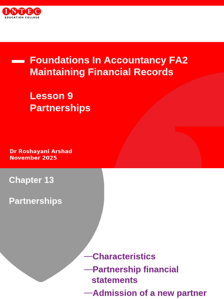 Lesson 9 - Partnerships - Class | PDF | Goodwill (Accounting) | Partnership