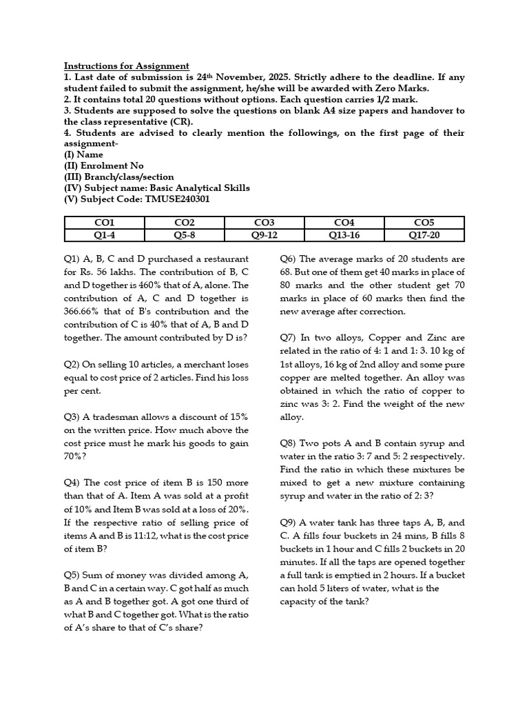 Basic Analytical Skills Assignment Guide | PDF