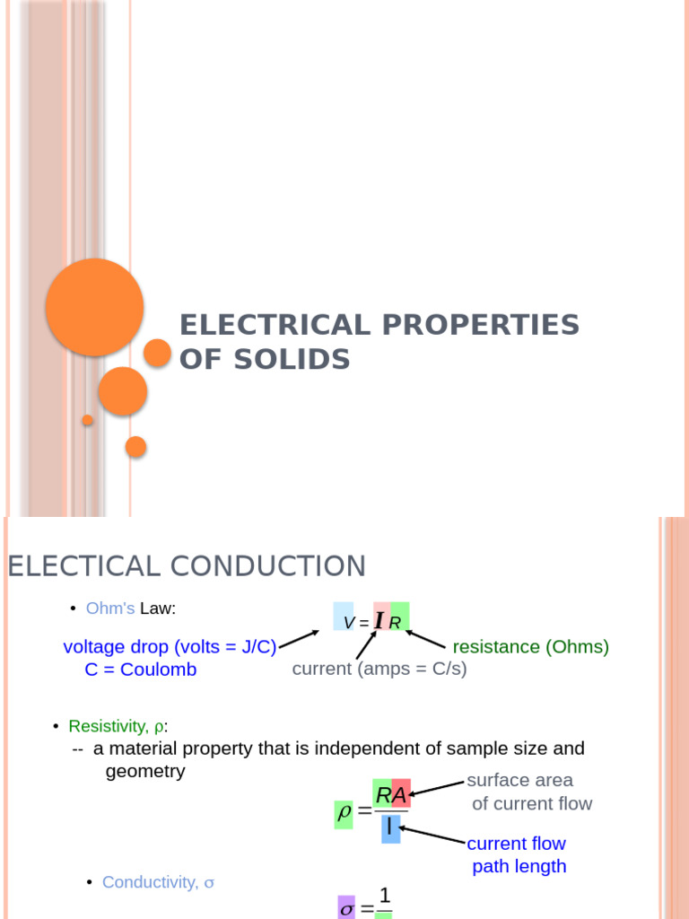 Electrical Properties of Solids Explained | PDF | Electrical ...