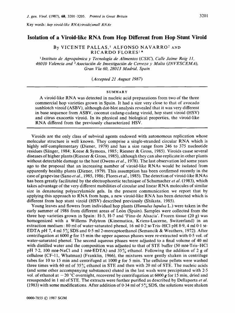 Isolation of A Viroid-Like RNA From Hop Different From Hop Stunt Viroid ...