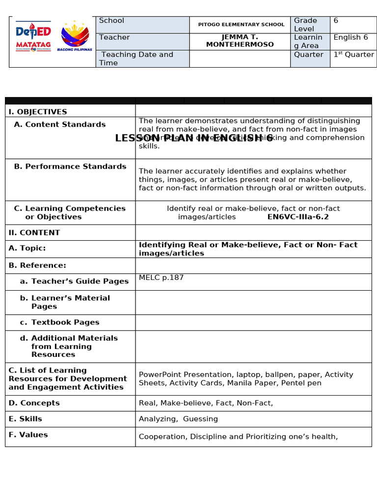 Cot 2025-2026 English | PDF | Learning