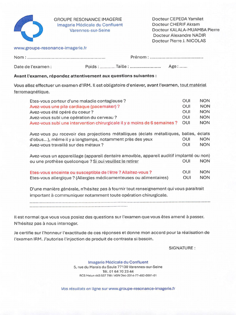 Questionnaire Irm | PDF