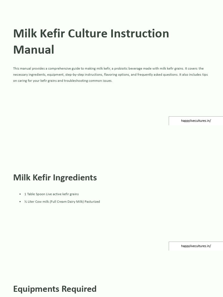 Milk Kefir Culture Guide & Instructions | PDF | Milk | Foods