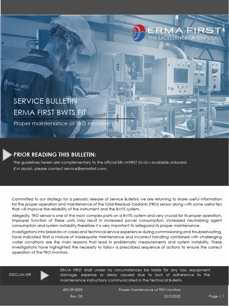 402-09-0003 Proper Maintenance of TRO Monitors | PDF | Valve | Water