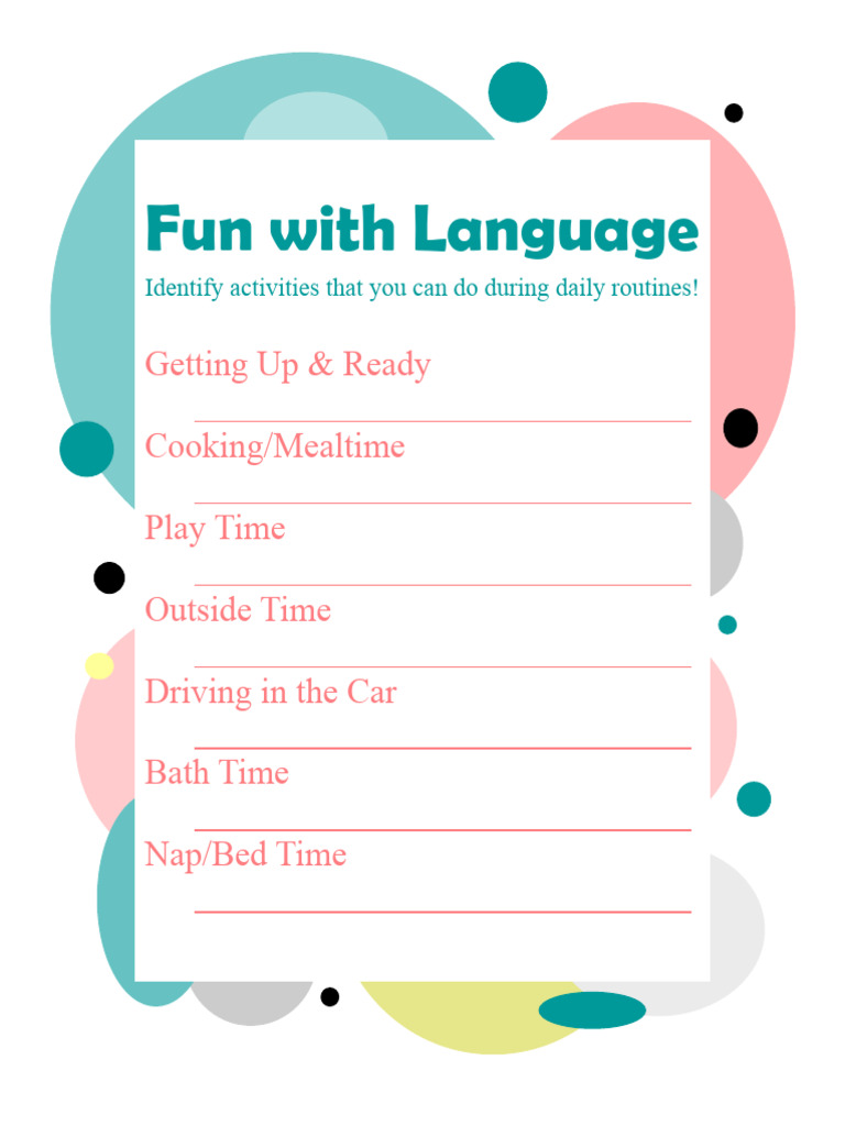 Speech and Language Daily Routines Sheet | PDF