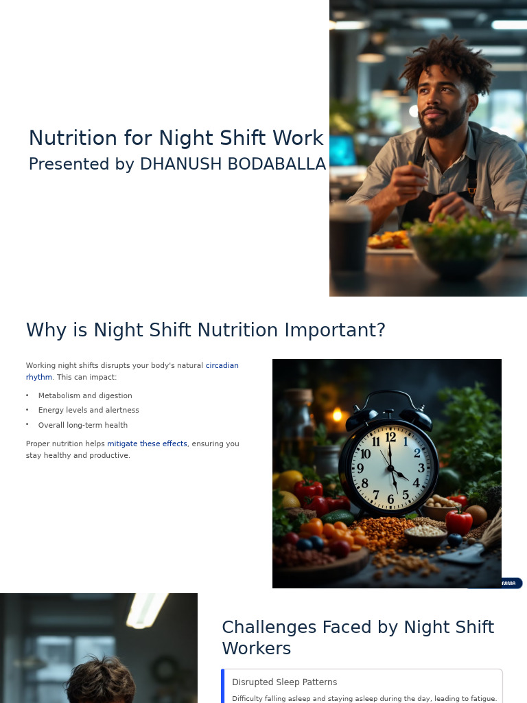 Nutrition For Night Shift Work | PDF | Shift Work | Foods