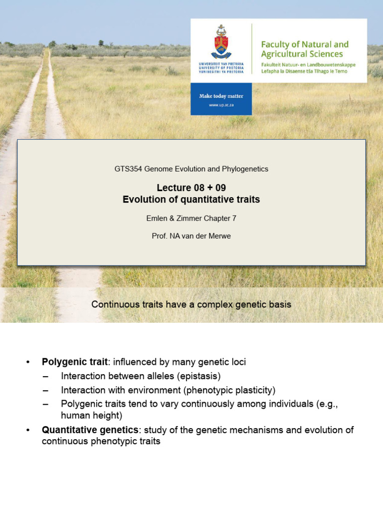 L08 09 Quantitative Evolution Ch7 | PDF | Quantitative Trait Locus | Heritability