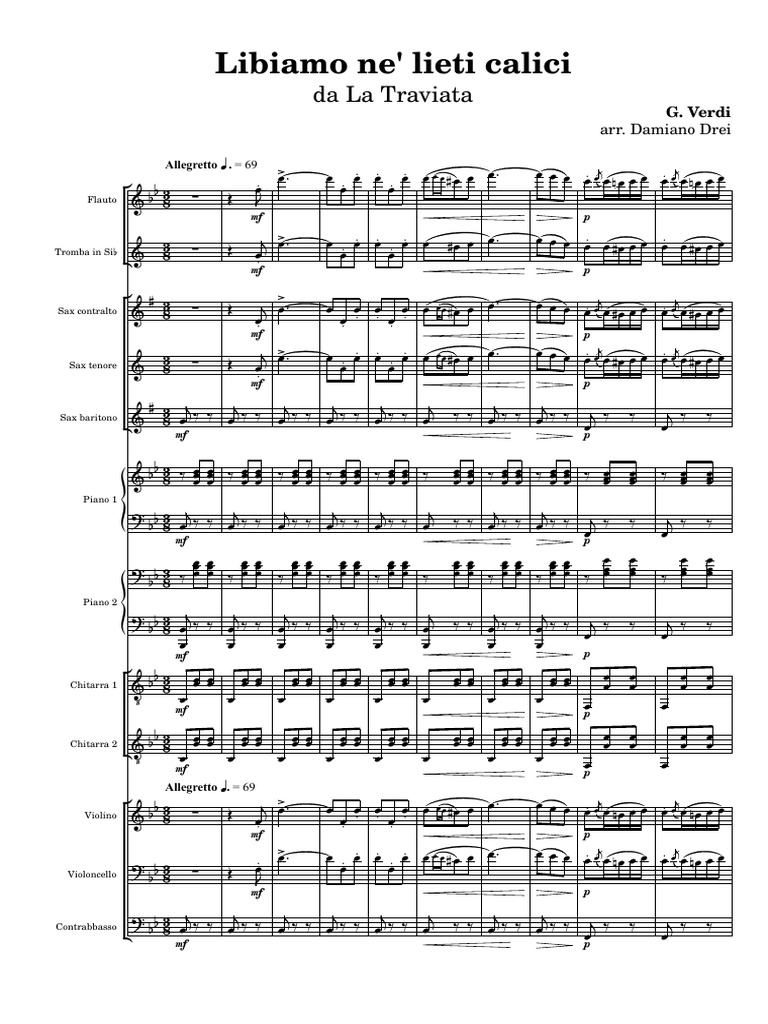 La Traviata: Libiamo Arrangement | PDF