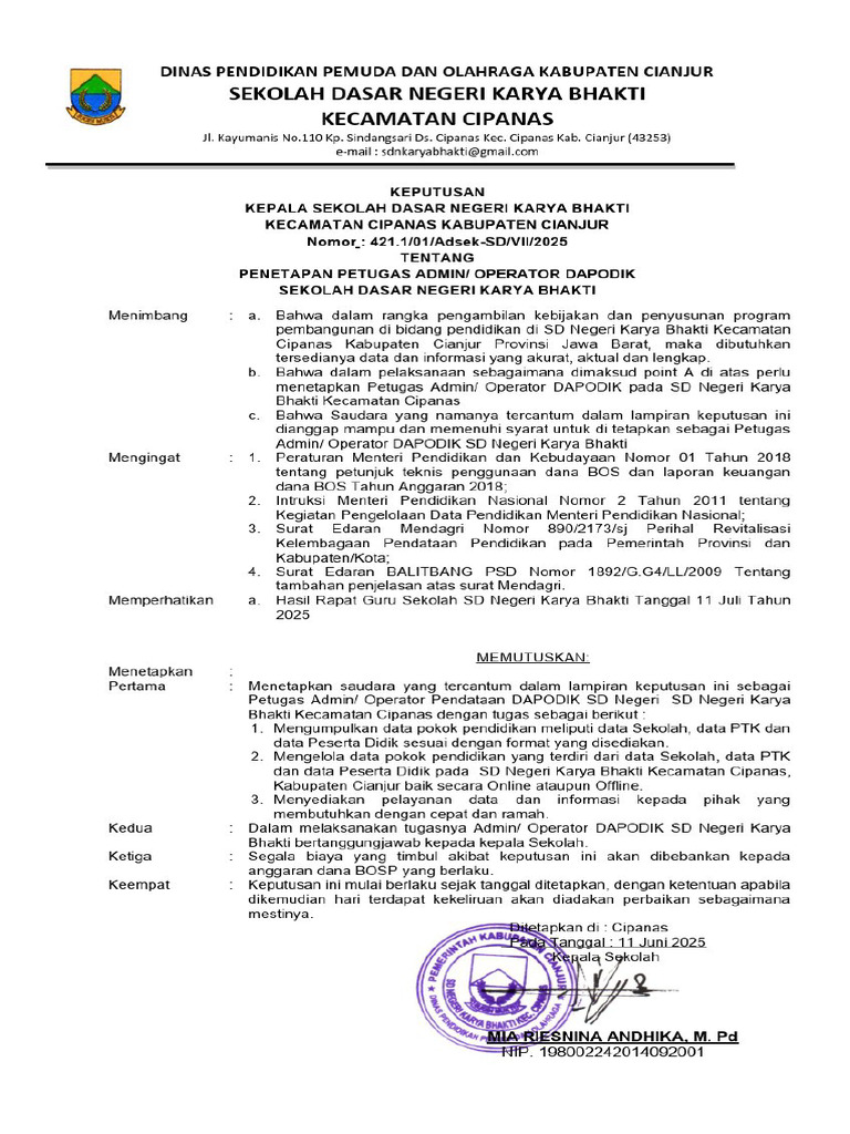 SK Operator Sekolah | PDF
