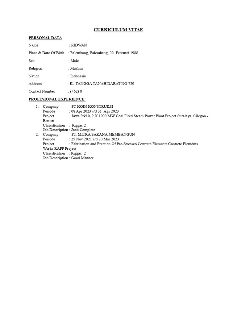 CV RIDWAN | PDF