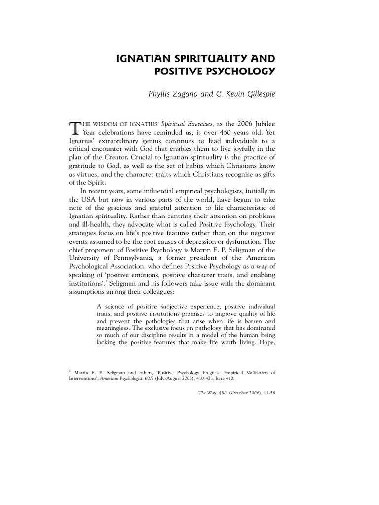 Ignatian Spirituality and Positive Psych | PDF | Positive Psychology ...