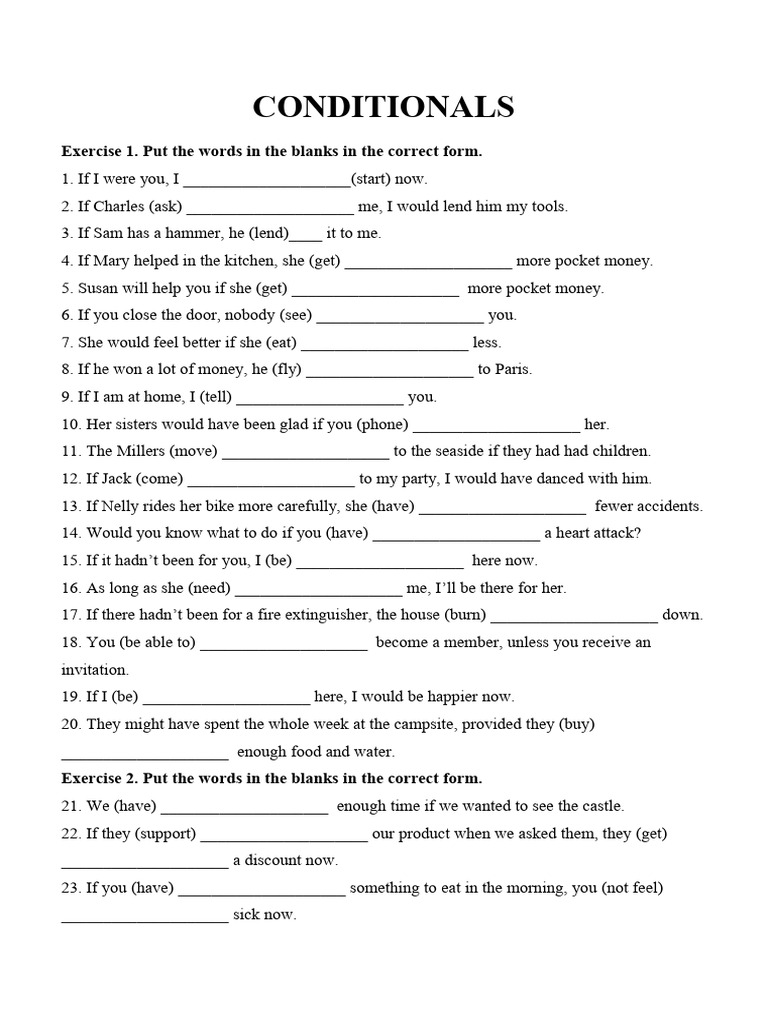 Conditionals (Structure Practice) | PDF