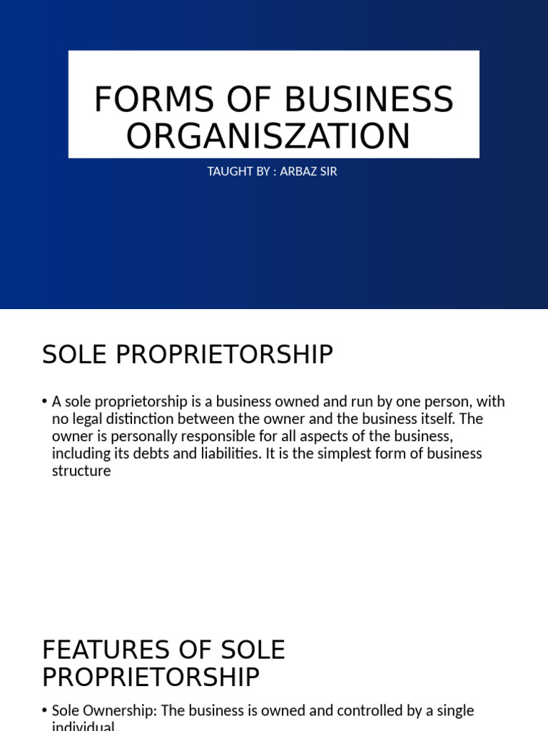 Forms of Business Organization | PDF | Partnership | Sole Proprietorship
