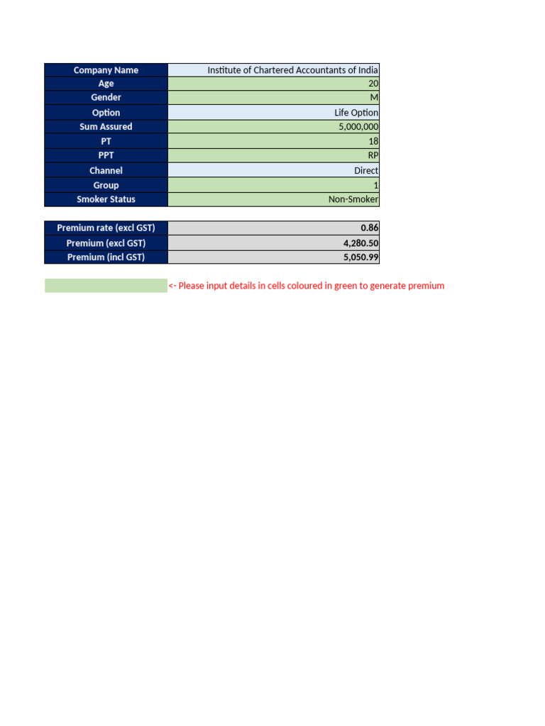 Premium Calculator For ICAI 11.1.22 | PDF