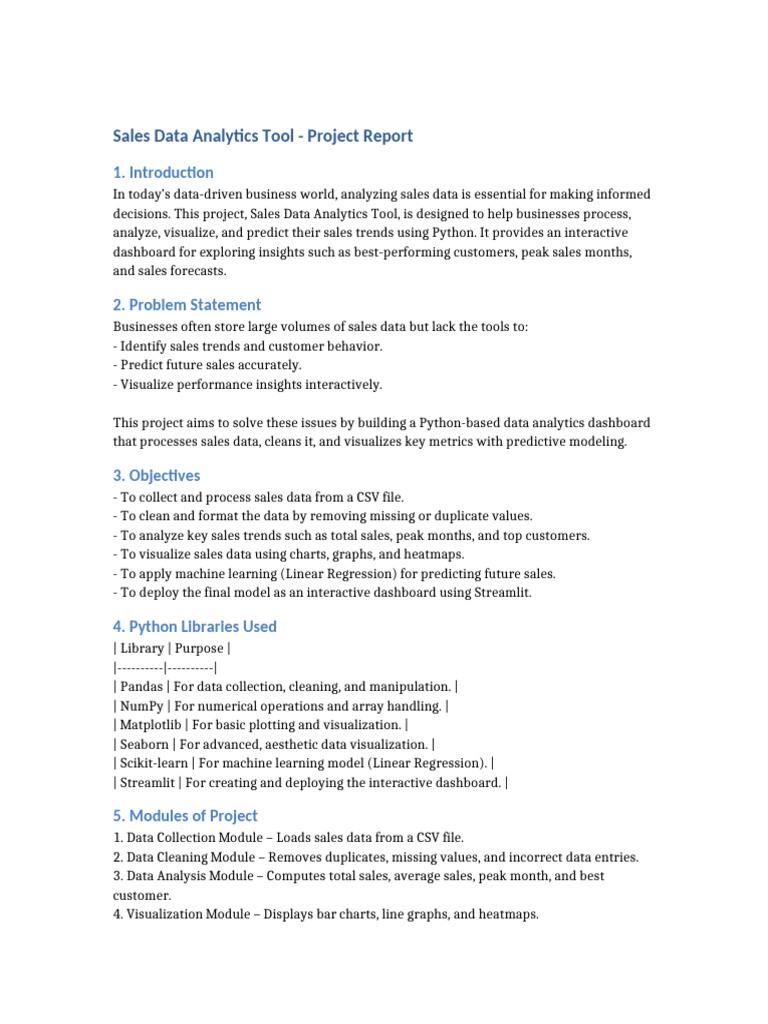 Sales Data Analytics Project Report | PDF | Analytics | Data